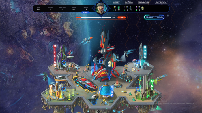 Иллюстрация Отрисовка сектора для игры Tokenlands в стиле город