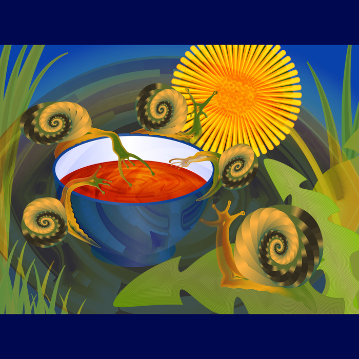 Иллюстрация Чаепитие зеленых улиток в стиле 2d | Illustrators.ru