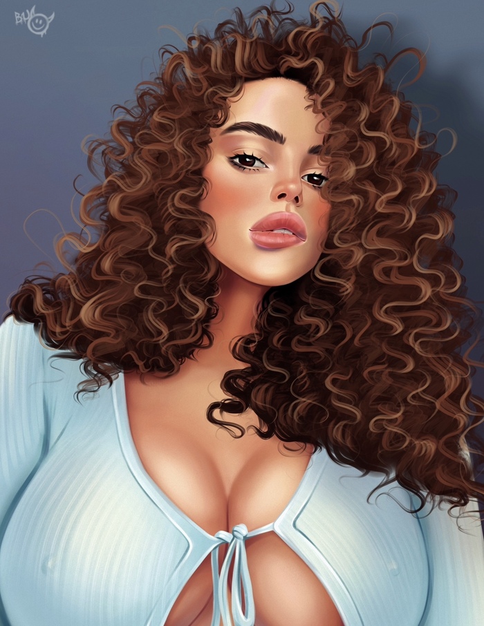 Иллюстрация Портрет девушки в мультяшном стиле | Illustrators.ru