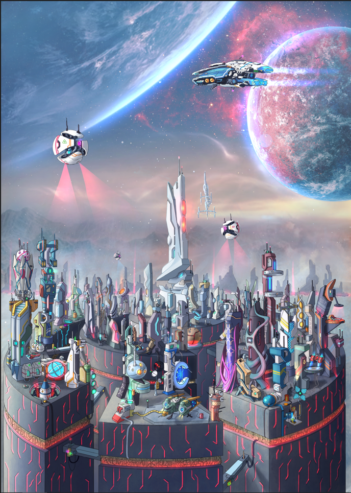 Иллюстрация Карточка сектор для игры Tokenlands в стиле game dev