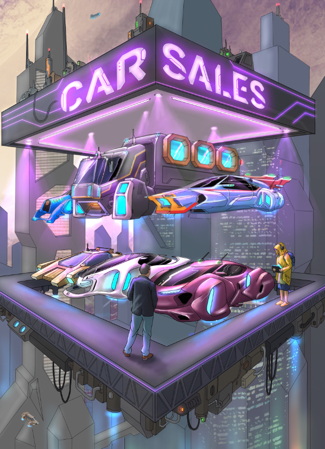 Иллюстрация Карточка для игры Tokenlands в стиле кибер панк