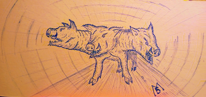 Иллюстрация Cerberus pig в стиле 2d | Illustrators.ru