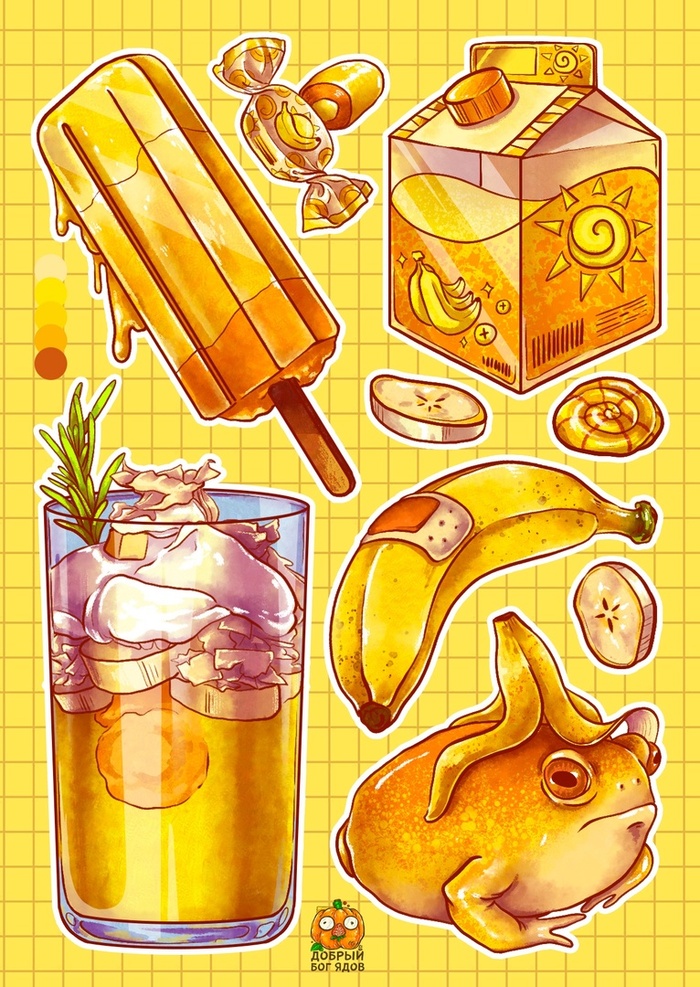 Иллюстрация Стикерпак "Бананушка и компания" в стиле