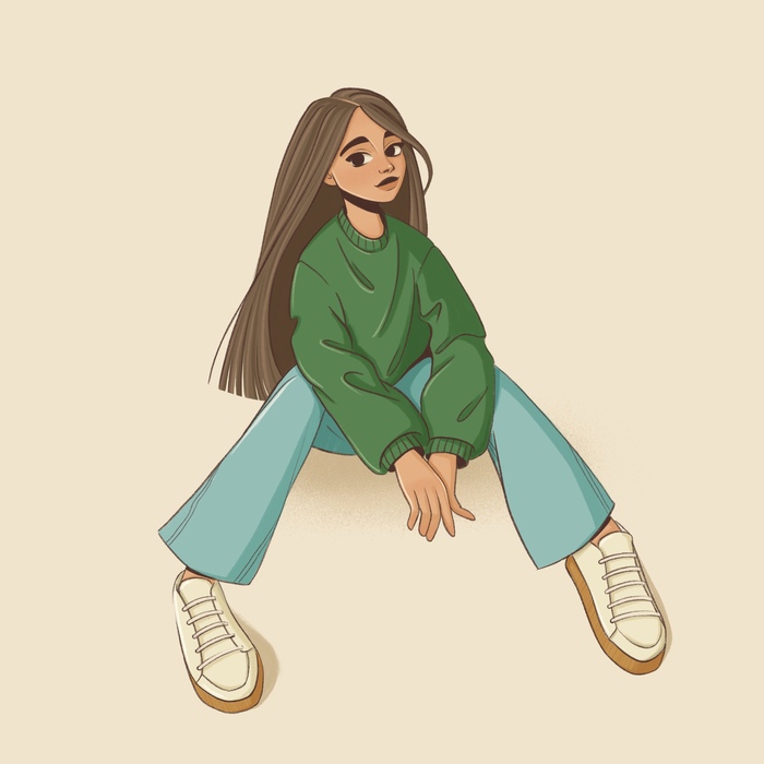Иллюстрация Sitting girl в стиле lifestyle | Illustrators.ru