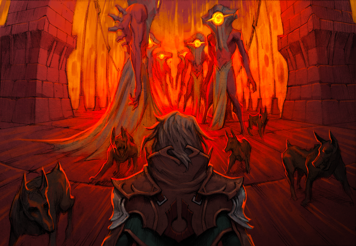 Иллюстрация Огненная дорога в стиле 2d, другое, скетчи