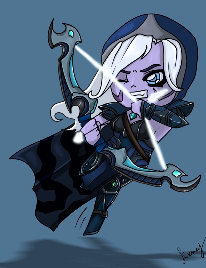 Иллюстрация Drow Ranger в стиле примитивизм | Illustrators.ru