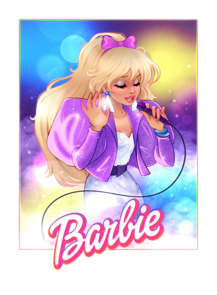 Иллюстрация Vintage Barbie redraw в стиле 2d, компьютерная