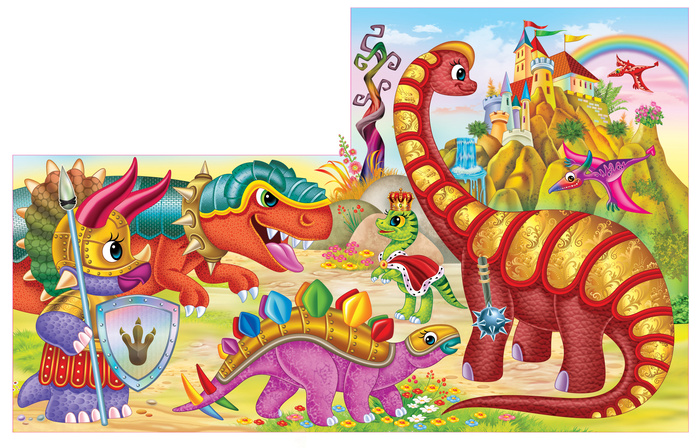 Иллюстрация Земля динозавров в стиле компьютерная графика