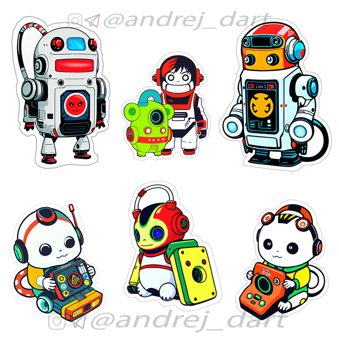 Иллюстрация cyber-monkey-pack01 в стиле биомеханика, детский,