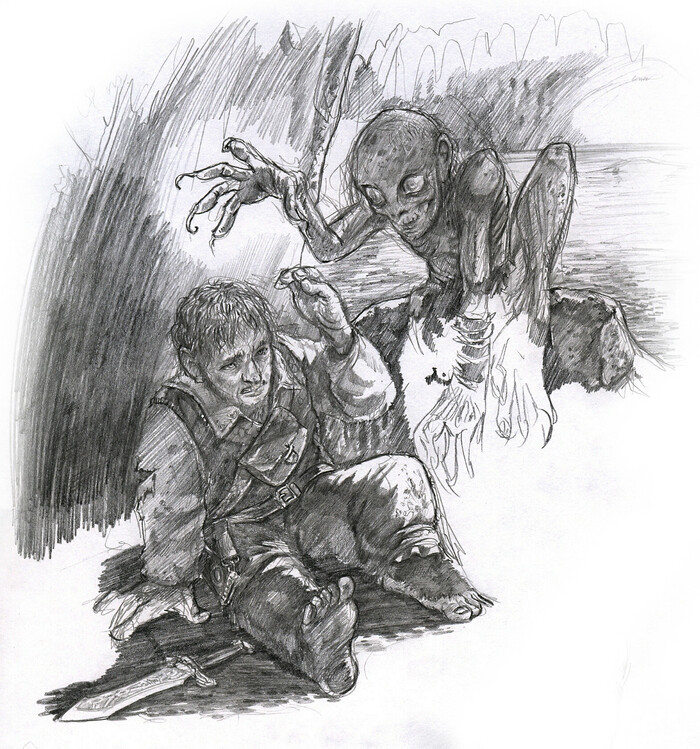 Иллюстрация Хоббит в стиле графика | Illustrators.ru