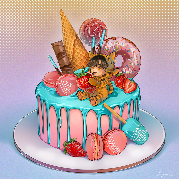 Иллюстрация chibi cake в стиле 2d | Illustrators.ru