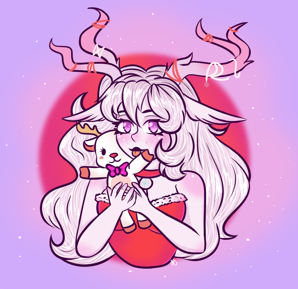 Иллюстрация Новогодний олененок в стиле 2d, компьютерная графика,