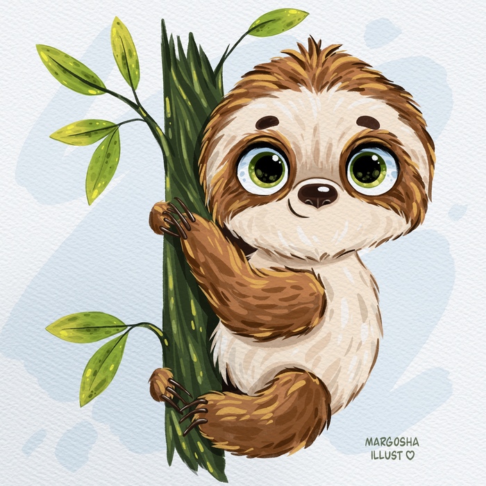 Иллюстрация Ленивец в стиле живопись | Illustrators.ru