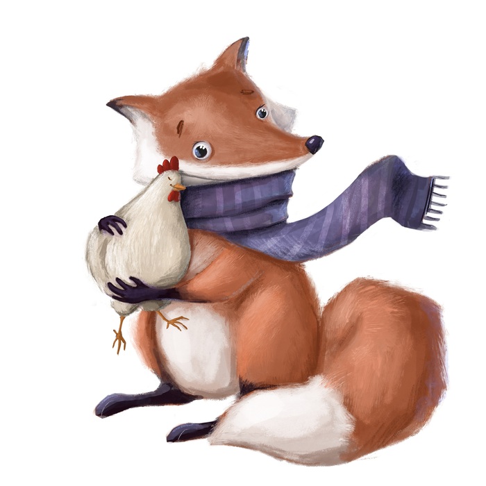 Иллюстрация Fox and chicken в стиле детский, персонажи, реклама