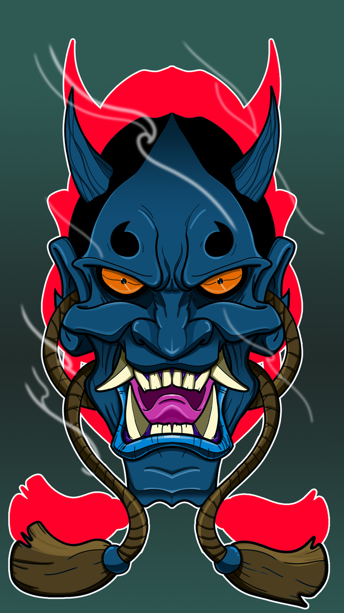 Иллюстрация Hanya Devil Mask в стиле мода и красота