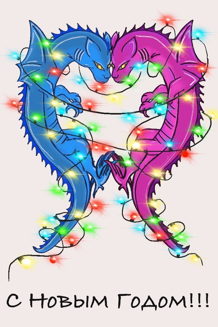 Иллюстрация Новогодние дракончики 2 | Illustrators.ru