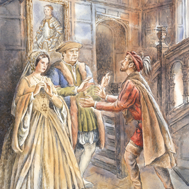 Иллюстрация Флор и Бланшефлор. в стиле классика, книжная графика,