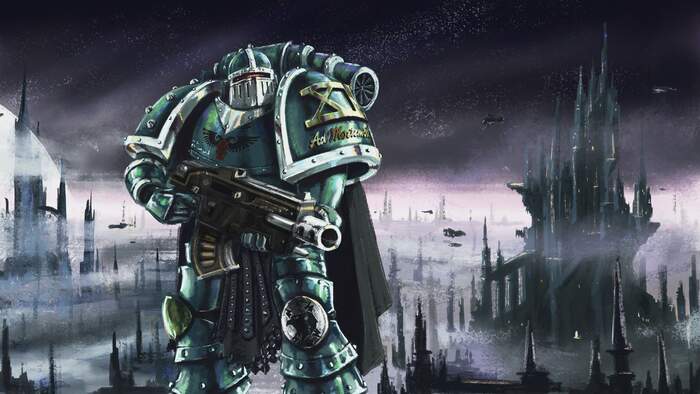 Иллюстрация Warhammer 40K mk2 power armour в стиле cg