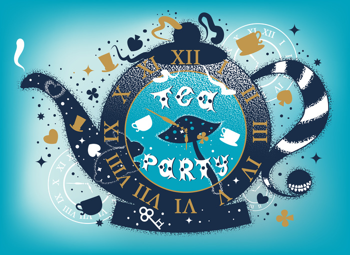 Иллюстрация Безумное чаепитие в стиле плакат | Illustrators.ru