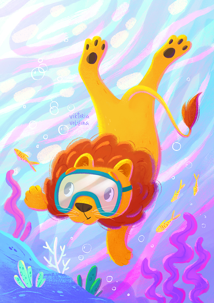 Иллюстрация Лев в стиле детский, книжная графика, персонажи