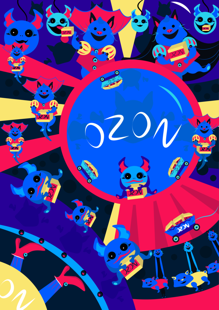 Иллюстрация Ozon World в стиле 2d, компьютерная графика, персонажи