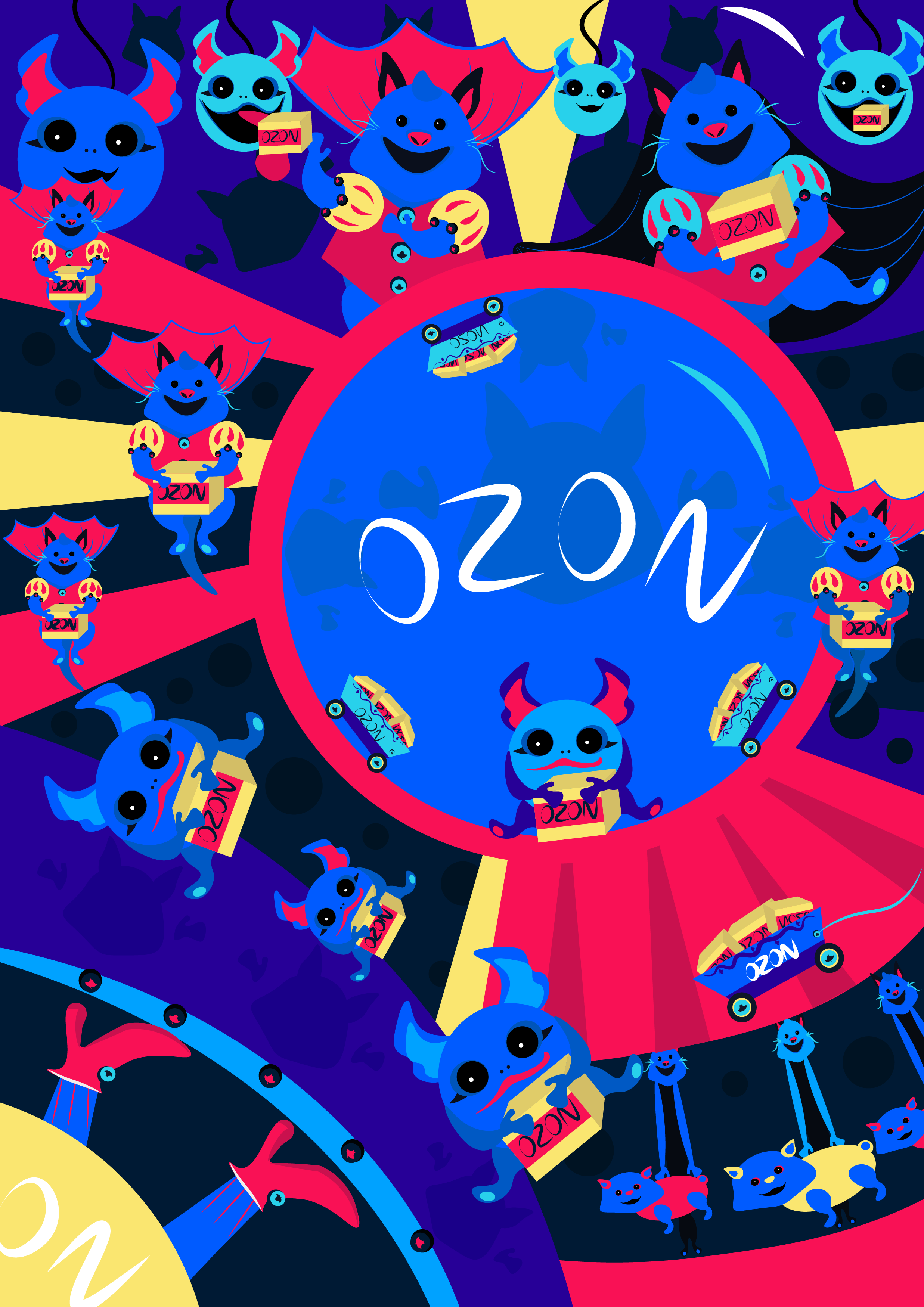 Иллюстрация Ozon World в стиле 2d, компьютерная графика, персонажи