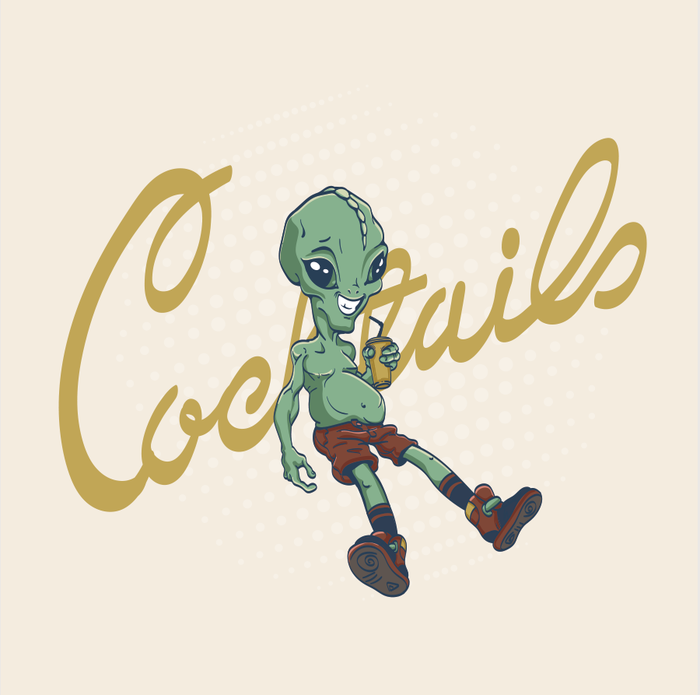 Иллюстрация alien with a cocktail | Illustrators.ru