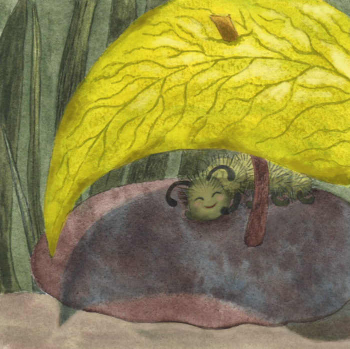 Иллюстрация Гусеница, которая научилась летать в стиле графика,