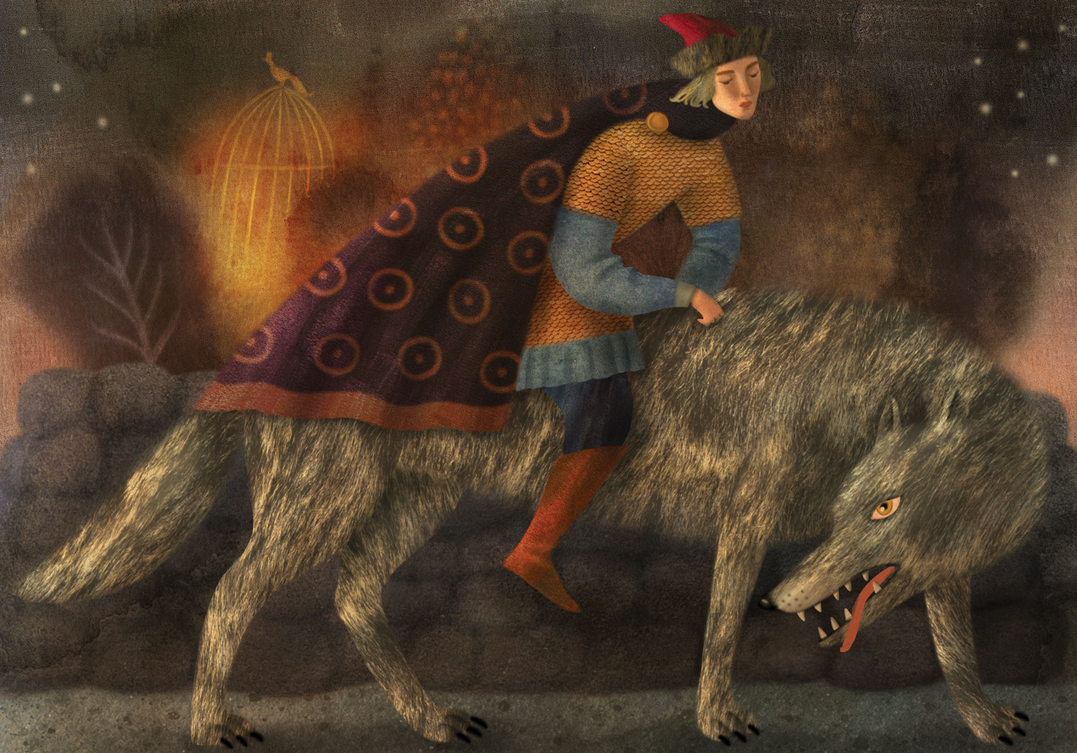 Иллюстрация Сказка об Иване царевиче жар птице и о сером волке