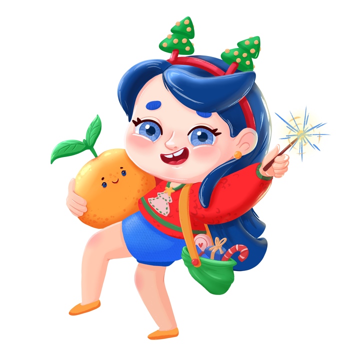 Иллюстрация Новогодний персонаж в стиле детский, персонажи, реклама