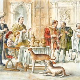 Иллюстрация Флор и Бланшефлор. в стиле классика, книжная графика,