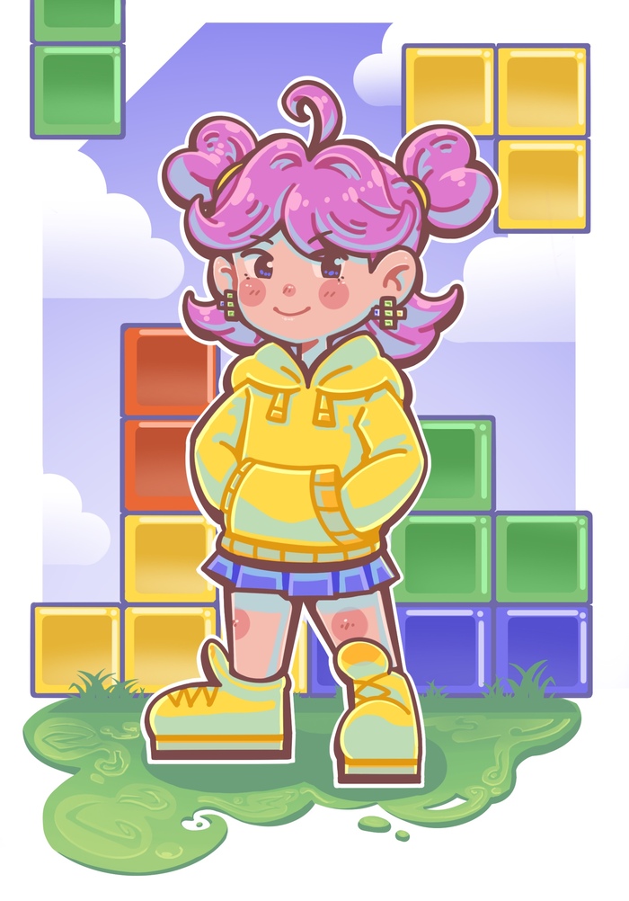 Иллюстрация Геймерша в стиле компьютерная графика | Illustrators.ru