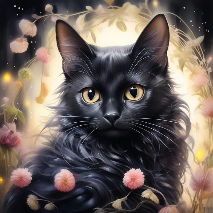 Иллюстрация Черный кот в стиле 3d | Illustrators.ru