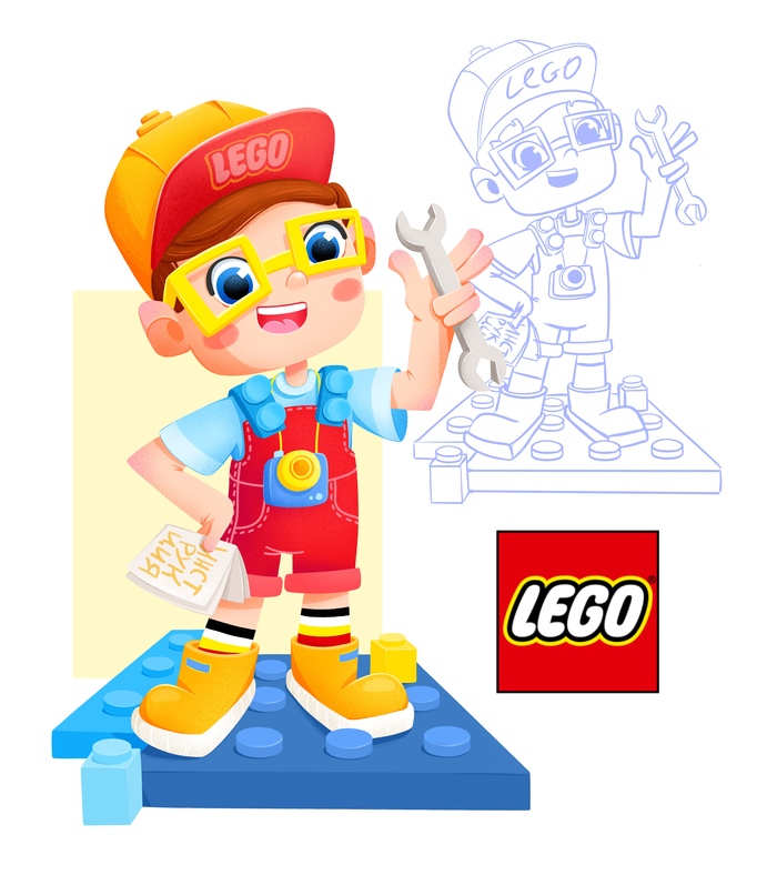 Иллюстрация Хуманизация бренда LEGO в стиле 2d, детский, персонажи
