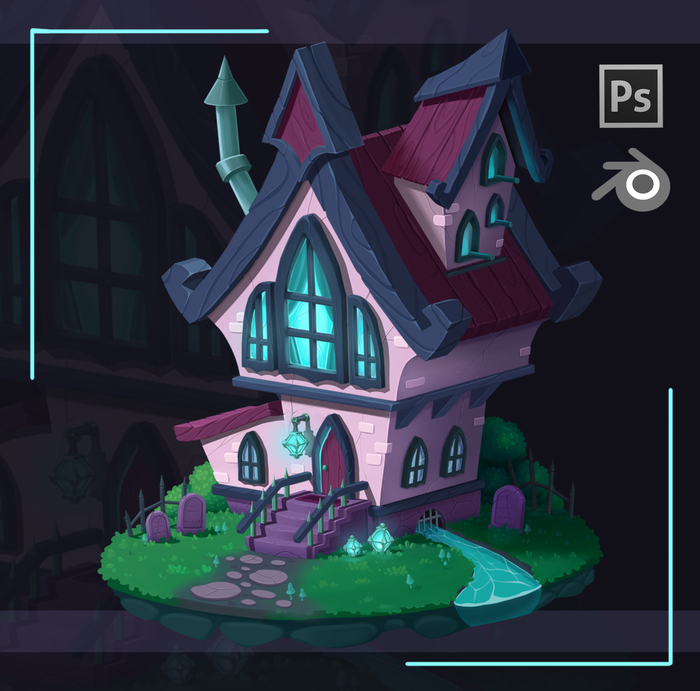 Иллюстрация The Necromancer's House в стиле 2d, 3d, game dev