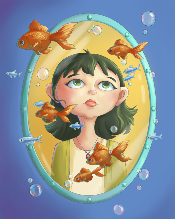 Иллюстрация Золотые рыбки в стиле 2d | Illustrators.ru