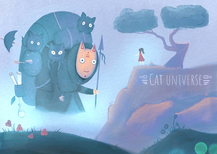 Иллюстрация Cats universe #2 в стиле 2d, детский, компьютерная