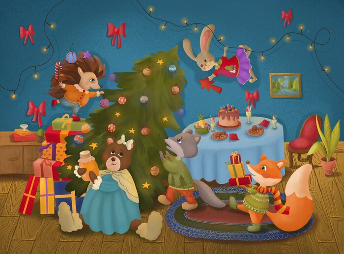 Иллюстрация новогодняя иллюстрация / new year illustration в стиле