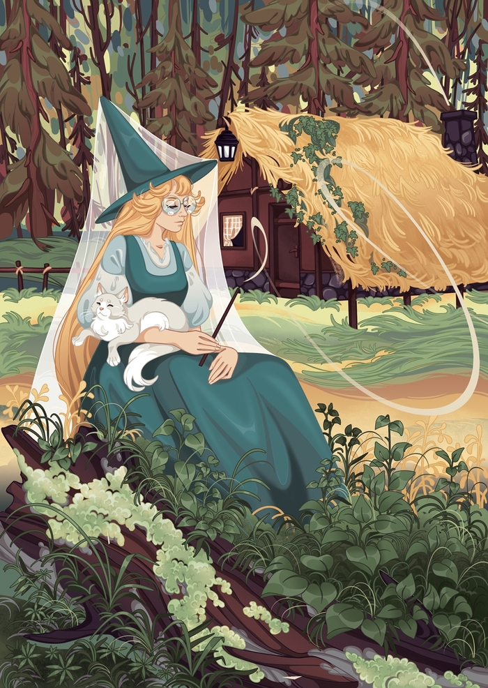 Иллюстрация Witch forest в стиле компьютерная графика