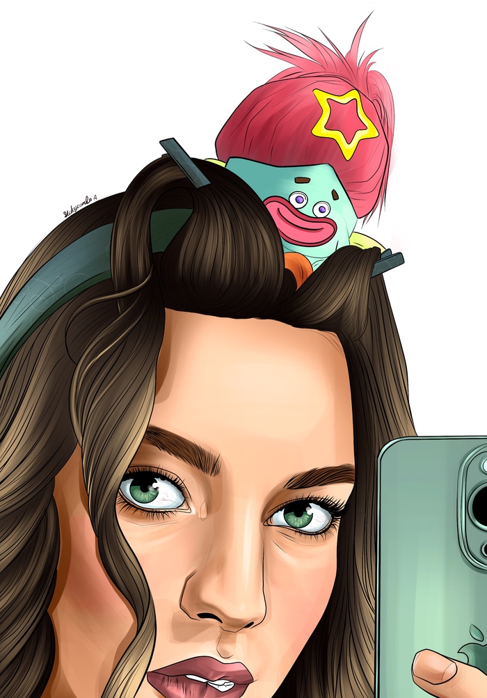 Иллюстрация Цифровой портрет по фото в procreate стильный арт в