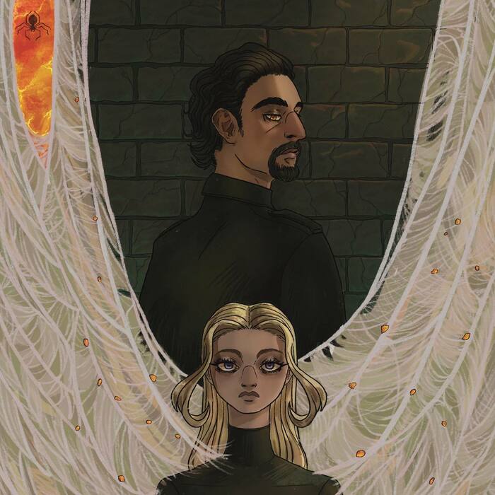 Иллюстрация Фанарт "паук в янтаре" в стиле 2d, книжная