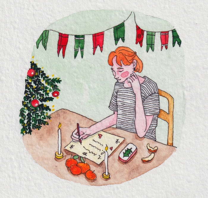 Иллюстрация Новогодние желания в стиле персонажи | Illustrators.ru