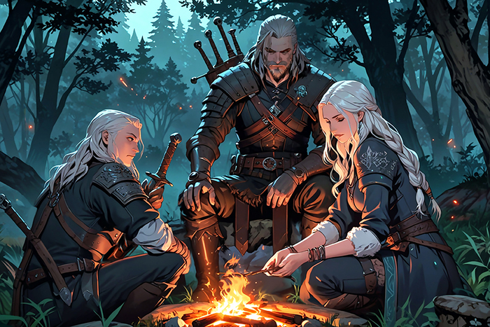 Иллюстрация Witcher- Ведьмак в стиле 2d, компьютерная графика,