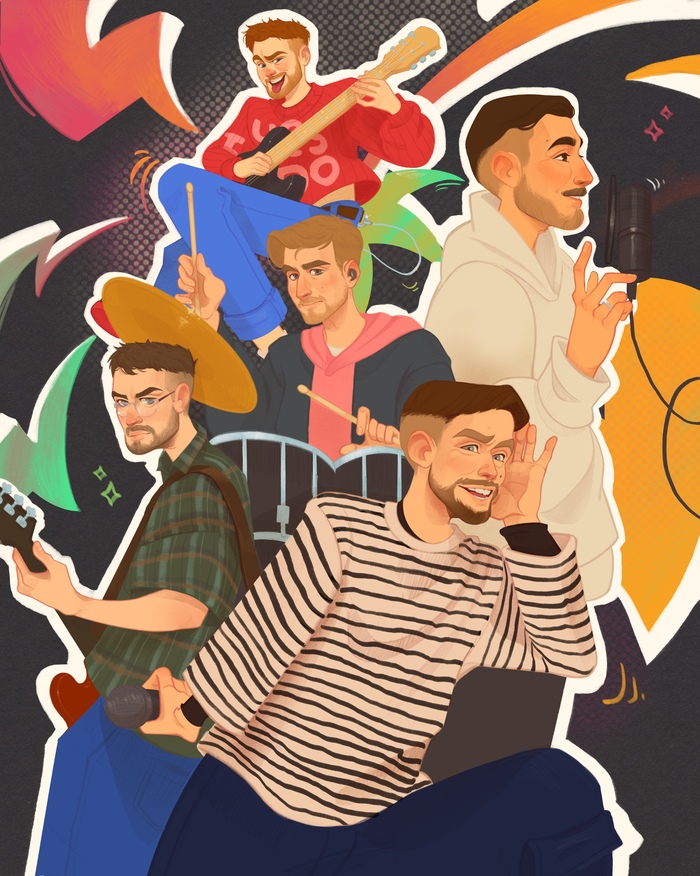 Иллюстрация Hmirov band redraw в стиле компьютерная графика