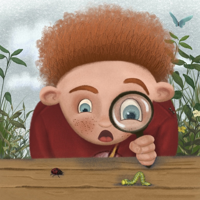 Иллюстрация Исследователь в стиле детский, книжная графика,