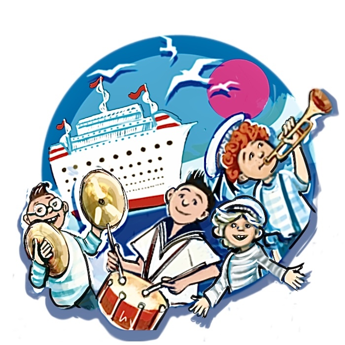 Иллюстрация Флот и дети в стиле 2d, детский, комикс