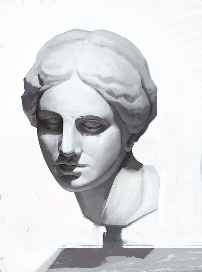 Иллюстрация The study of plaster casts # в стиле графика