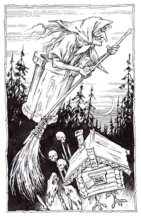 Baba yaga, Illustration, Drawings