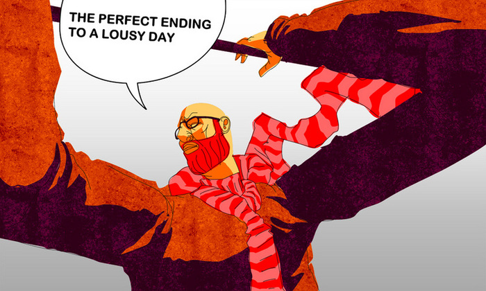 Иллюстрация THE PERFECT ENDING TO A LOUSY DAY в стиле комикс