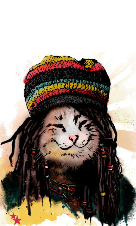 Иллюстрация rasta cat в стиле концептуальный | Illustrators.ru